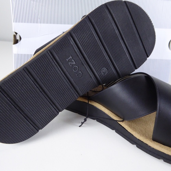 Izod | Shoes | Cushioned Black Double Strap Slide Sandals Nib | Poshmark